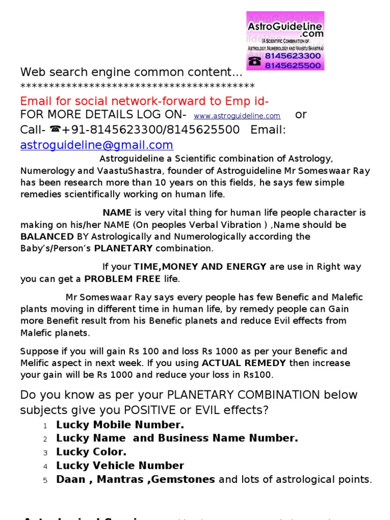 Astrology Numerology Luck Factor | PDF | Business