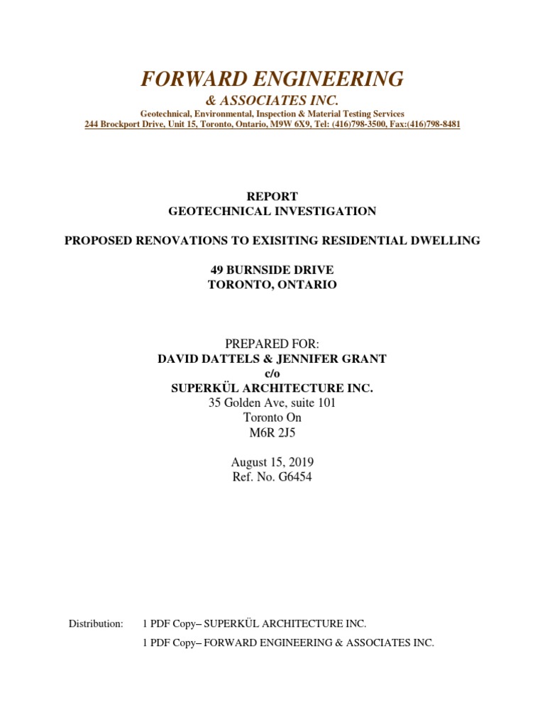 49 Burnside Drive Toronto Geotechnical Report | PDF | Deep Foundation ...