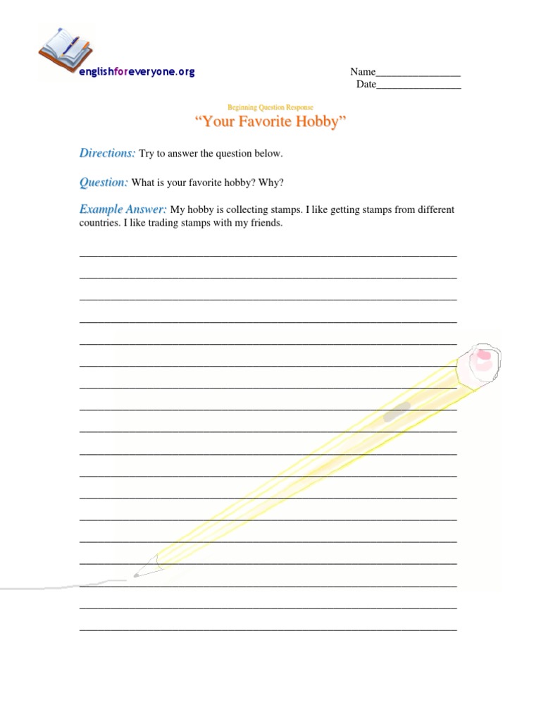 Favorite Hobby Writing Exercise | PDF