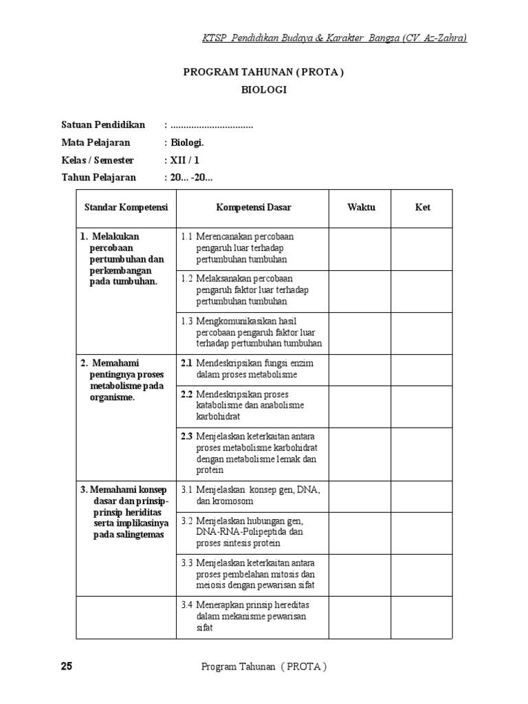 PROTA Biologi SMA Kls XII | PDF