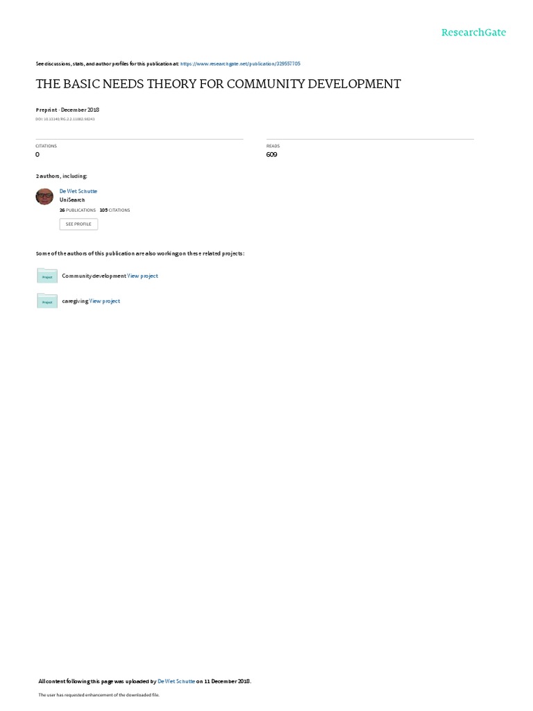 Basic Needs Theory in Community Development | PDF | Theory | Chaos Theory