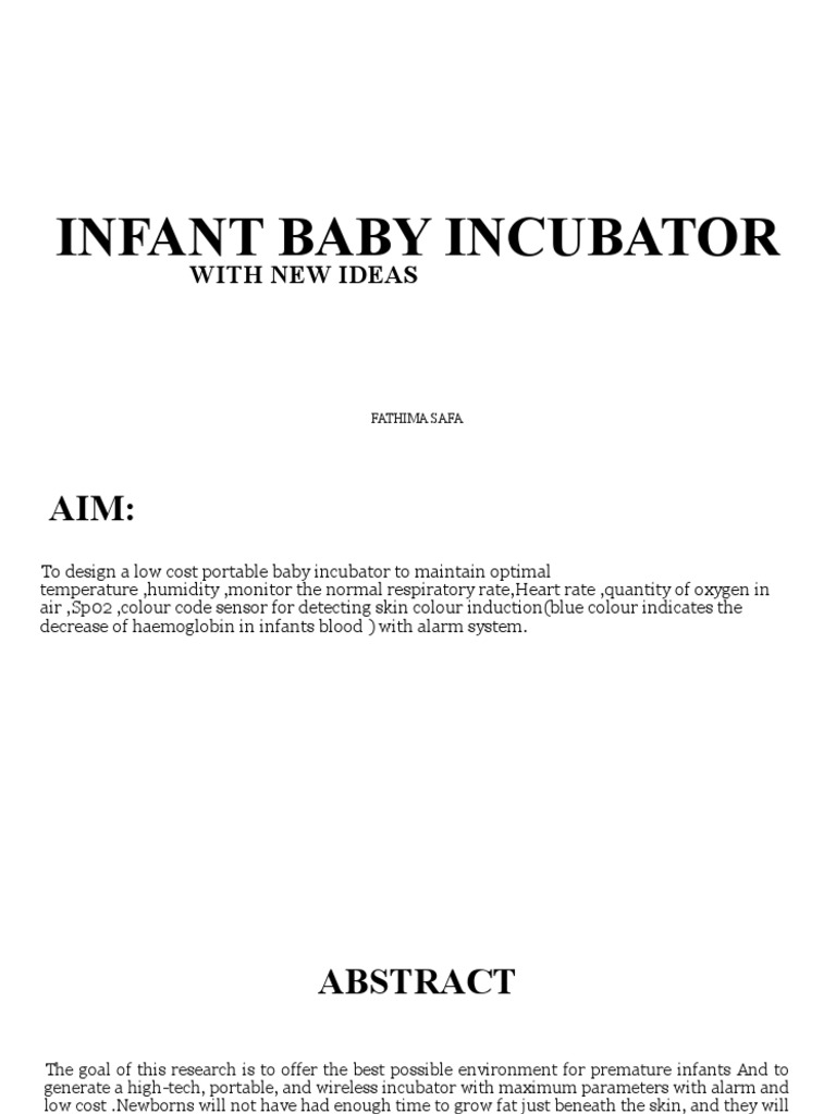 Infant Baby Incubator: With New Ideas | PDF | Neonatal Intensive Care ...