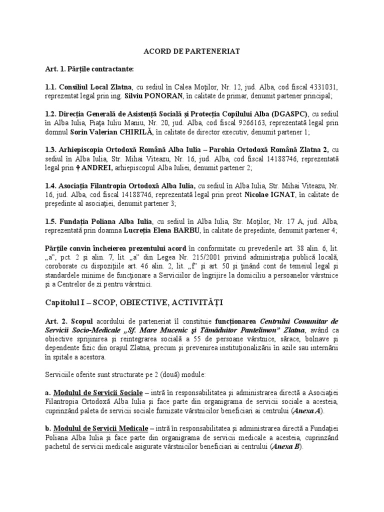 Acord de Parteneriat Model