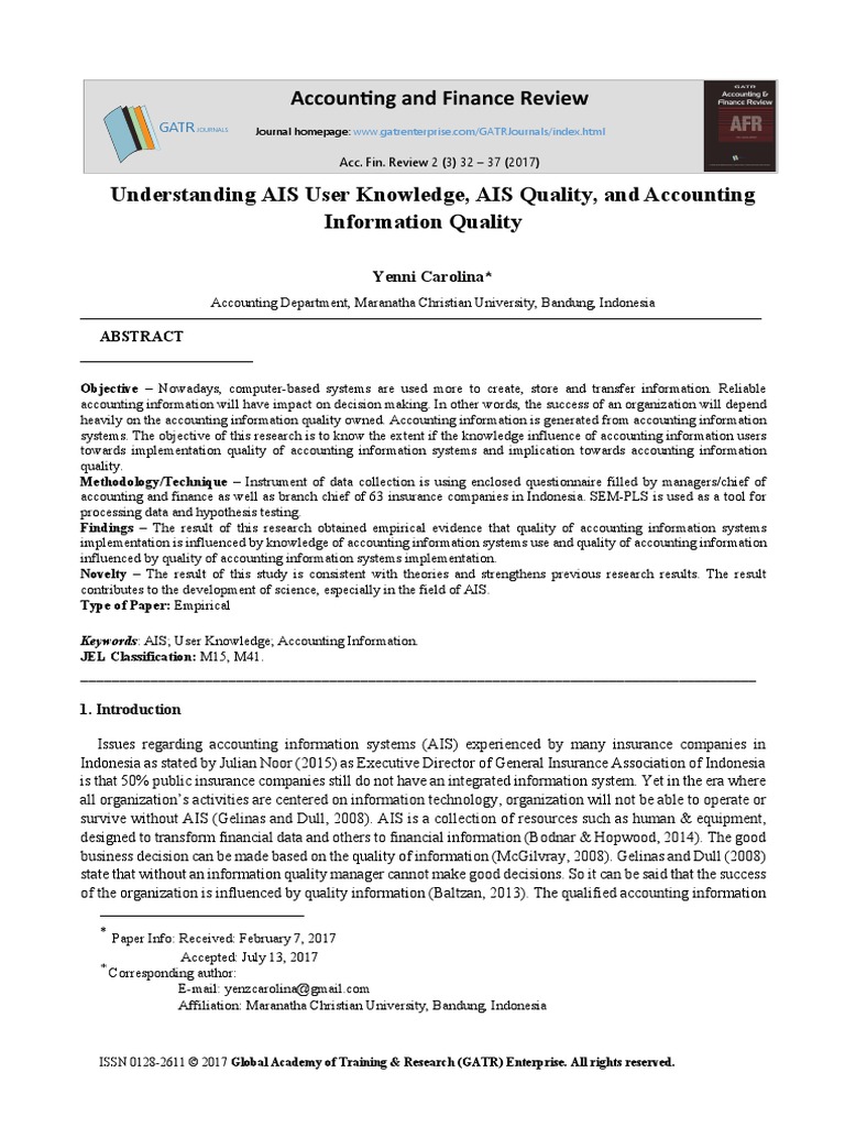 Understanding AIS User Knowledge AIS Quality | PDF | Factor Analysis ...