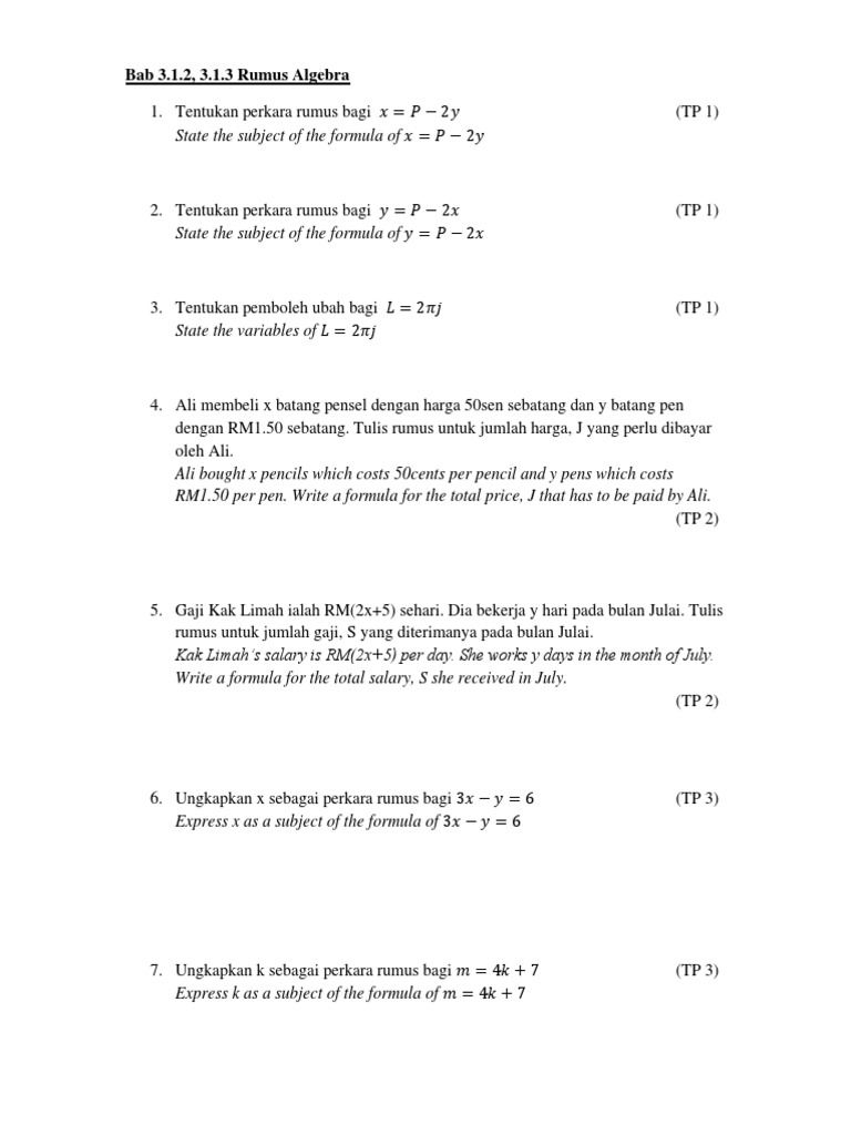 Algebra Bab 3 | PDF