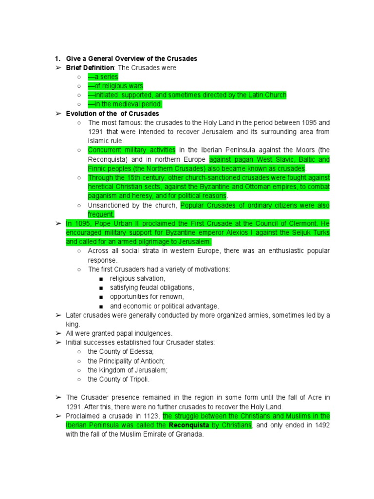 Overview of the Crusades | PDF | Crusades | Middle Ages
