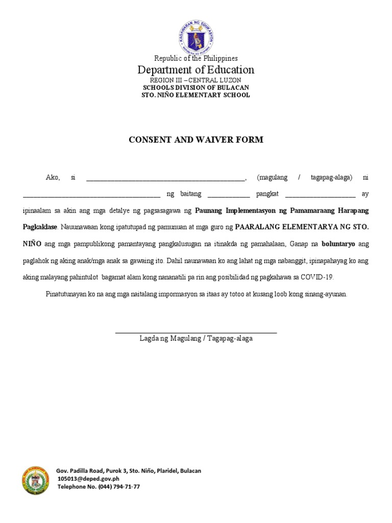 Consent and Waiver Form F2F | PDF