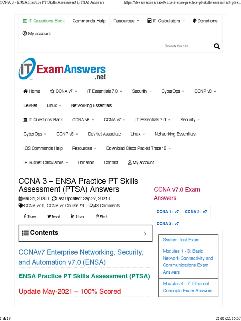 CCNA 3 - ENSA Practice PT Skills Assessment (PTSA) Answers | PDF ... CCNA 3 - ENSA Practice PT Skills Assessment (PTSA) Answers | PDF ...