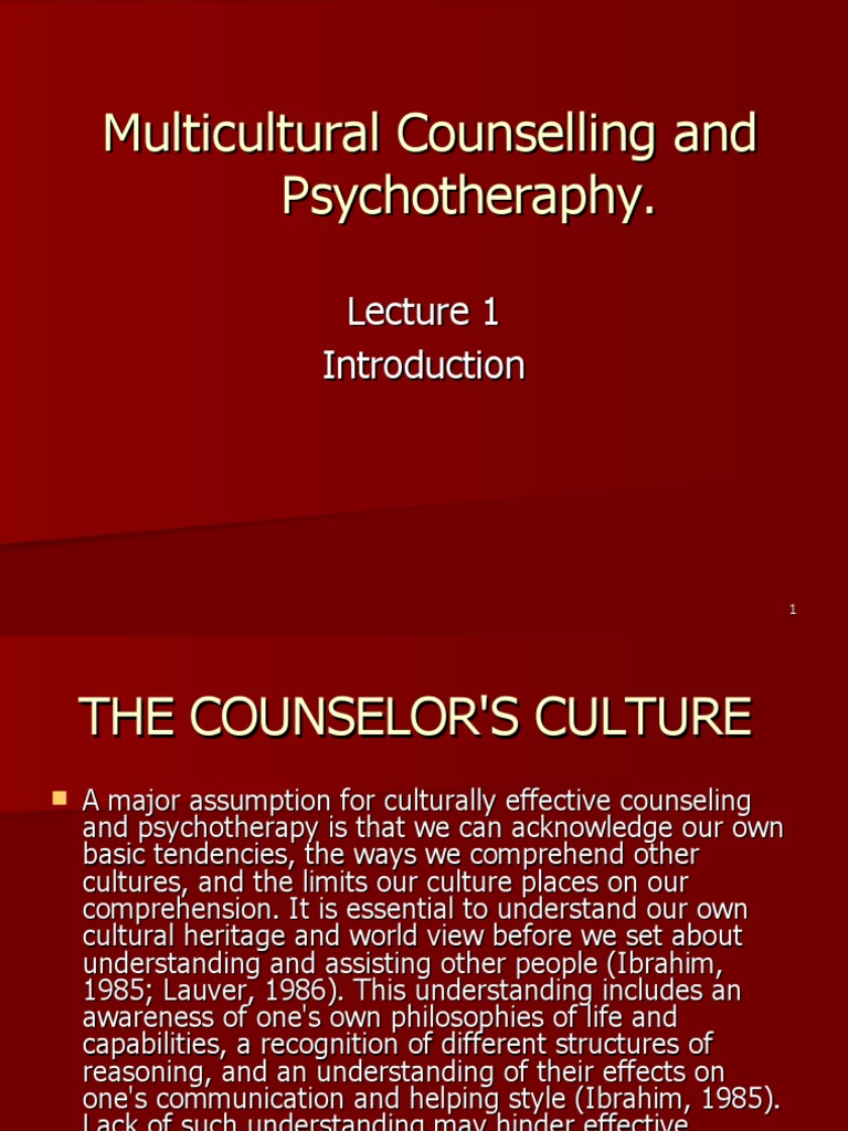 Lecture 1 Multicultural Counselling 130609 - 030910 010211 - 035502 ...