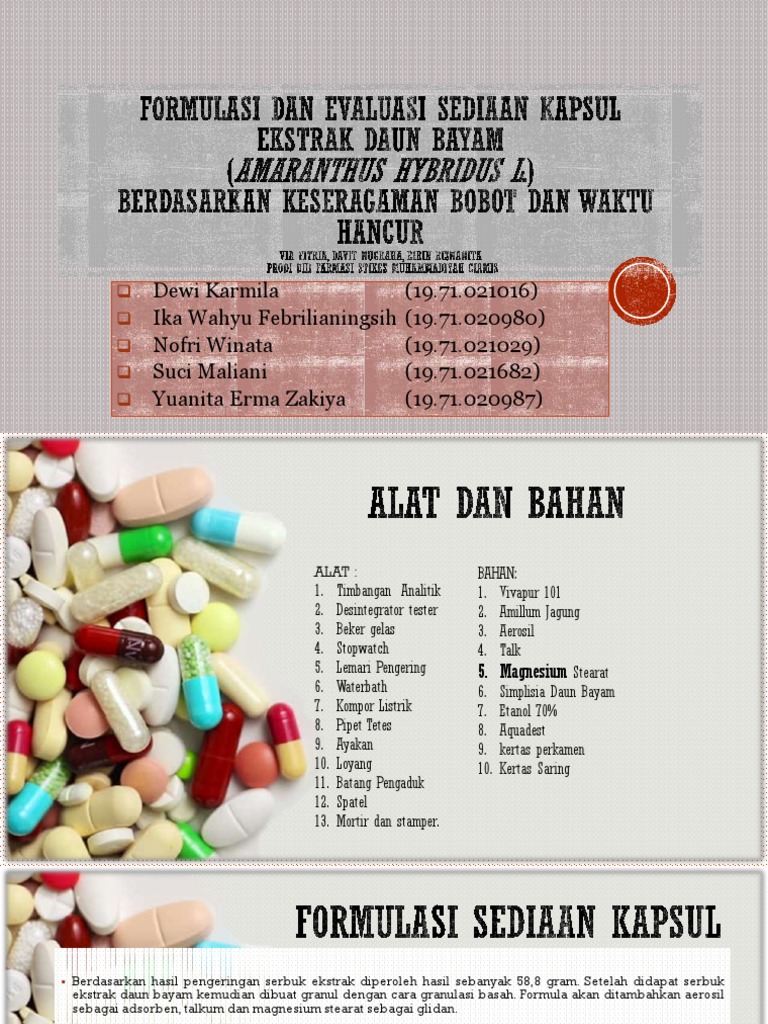 Formulasi Dan Evaluasi Sediaan Kapsul - Farmasi A | PDF