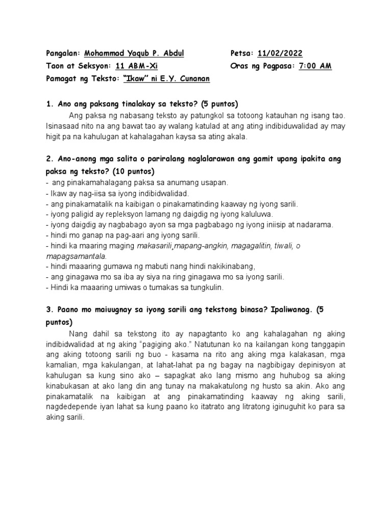 Ikaw Ni A. Y Cunanan | PDF