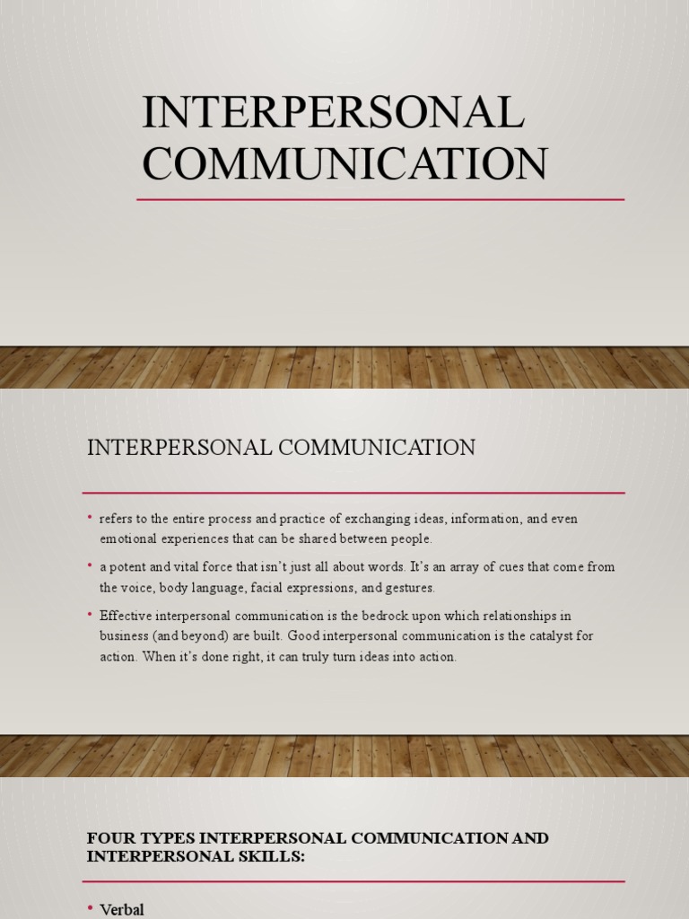 Interpersonal Communication | PDF | Communication | Interpersonal ...