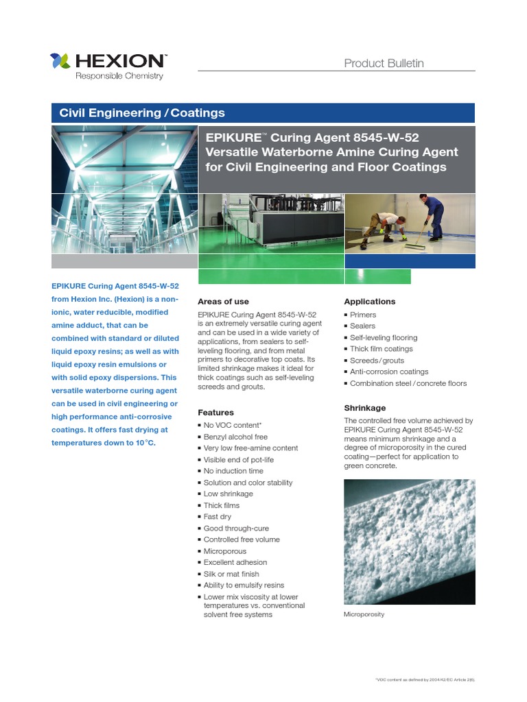 Civil Engineering / Coatings Epikure Curing Agent 8545-W-52 Versatile ...