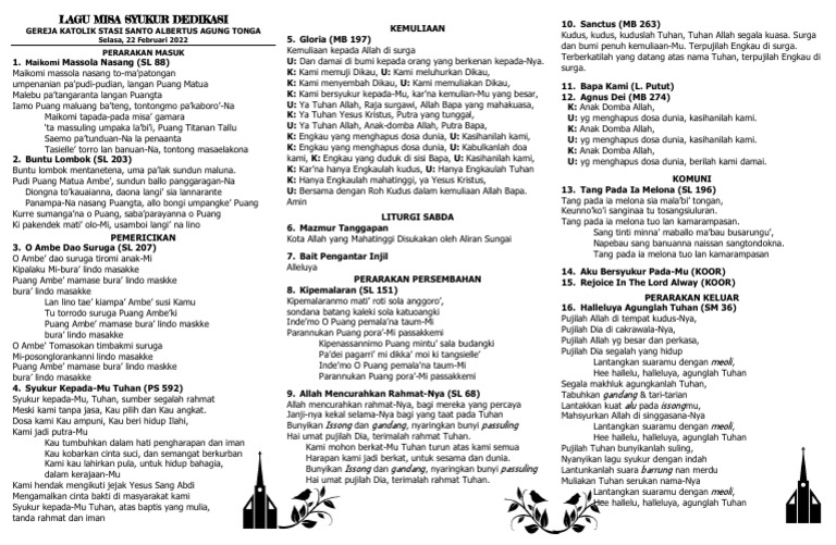 Lagu Misa Pemberkatan Rumah Katolik | PDF | Agama & Spiritualitas