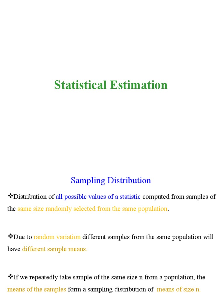 Statistical Estimation | PDF | Confidence Interval | Standard Deviation