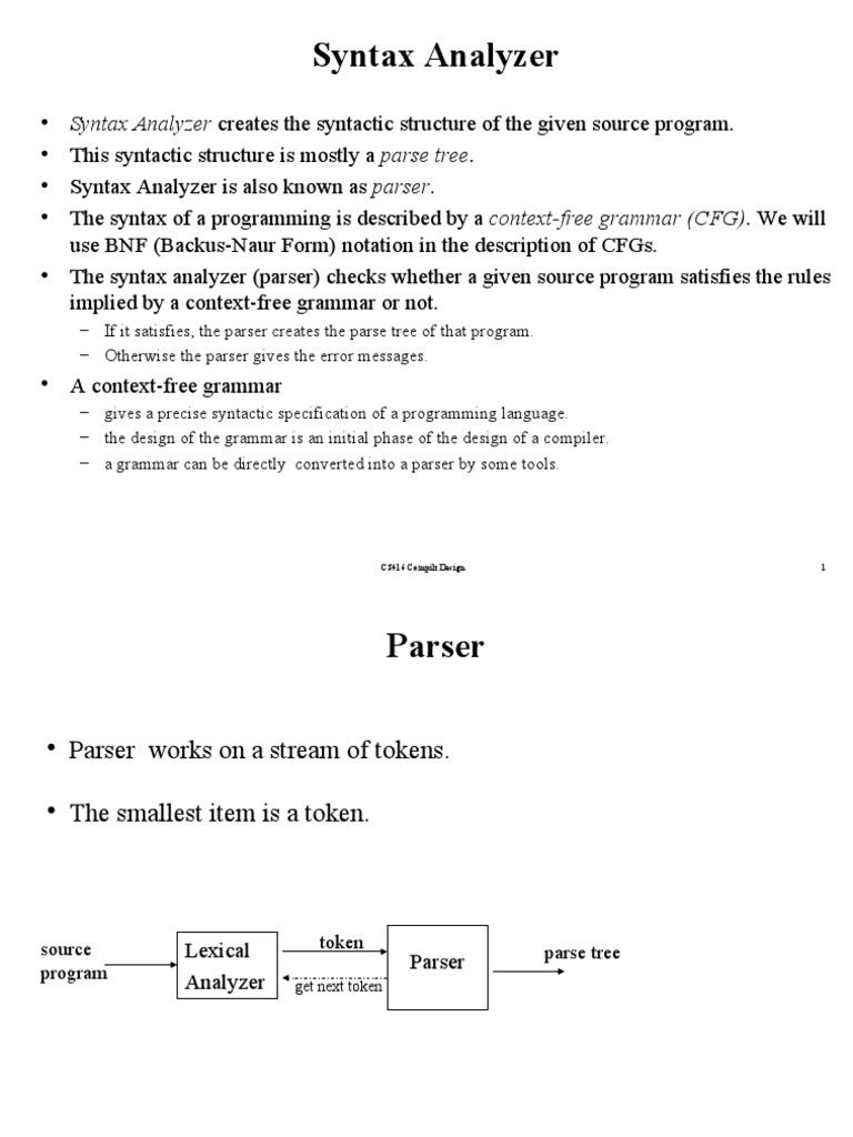 Syntax Analyzer: CS416 Compilr Design 1 | PDF | Parsing | Cognitive Science