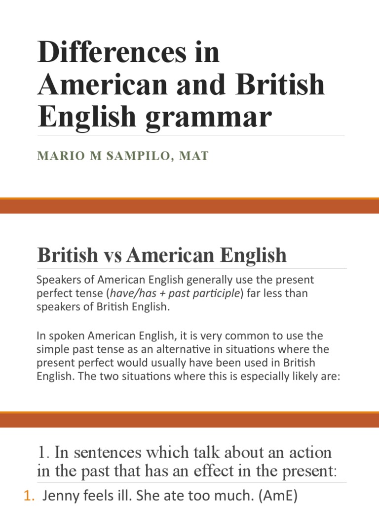 Differences in American and British English Grammar | PDF | Grammatical ...