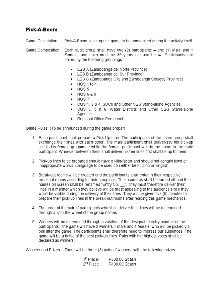 Pick A Boom Mechanics | PDF