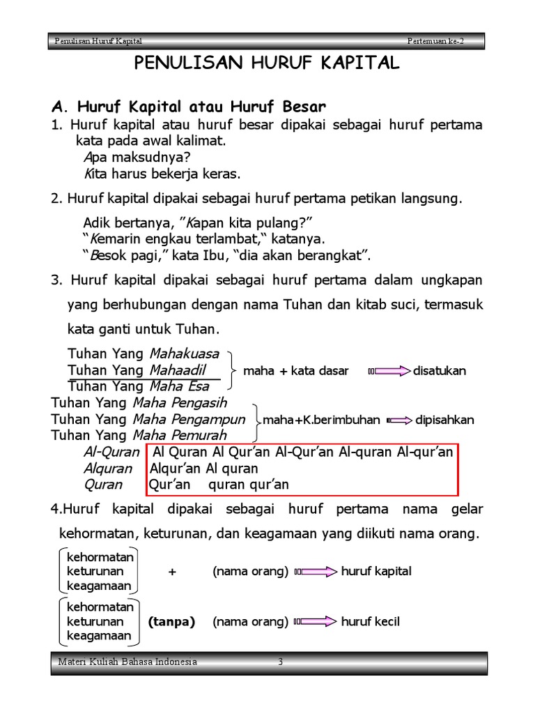 Penulisan Huruf Kapital | PDF