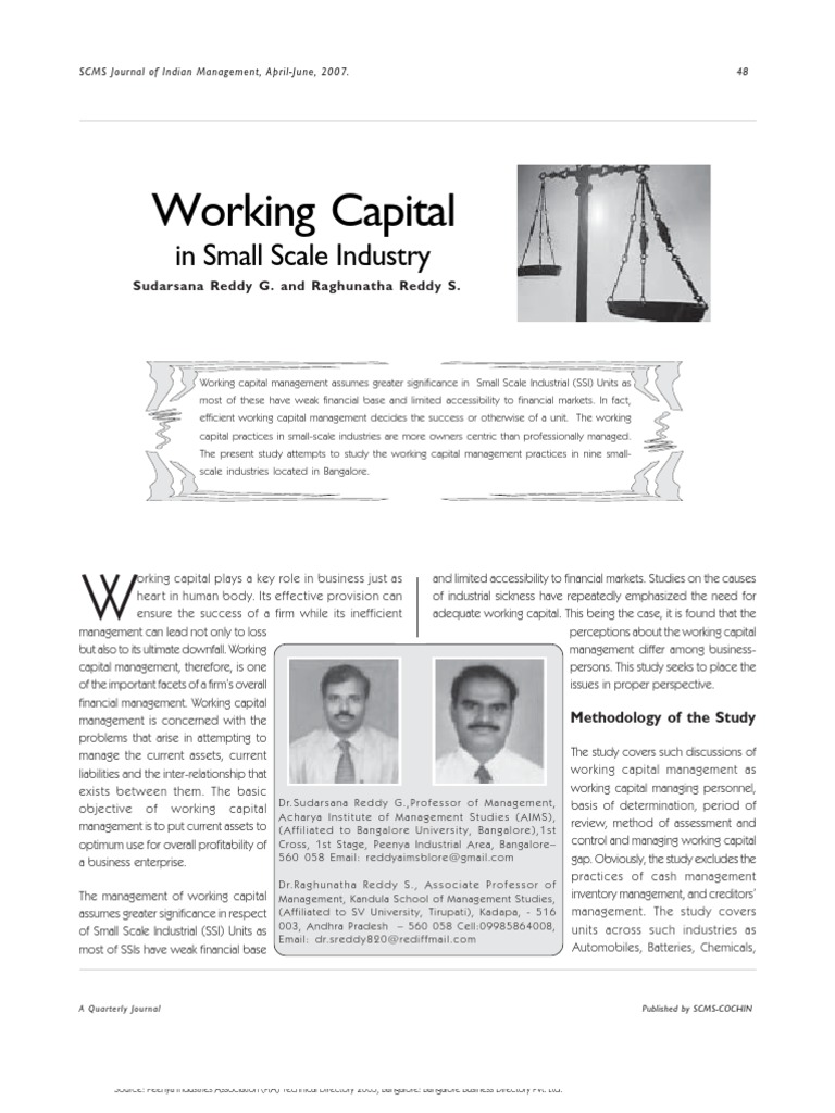 Working Capital: in Small Scale Industry | PDF | Working Capital | Interest