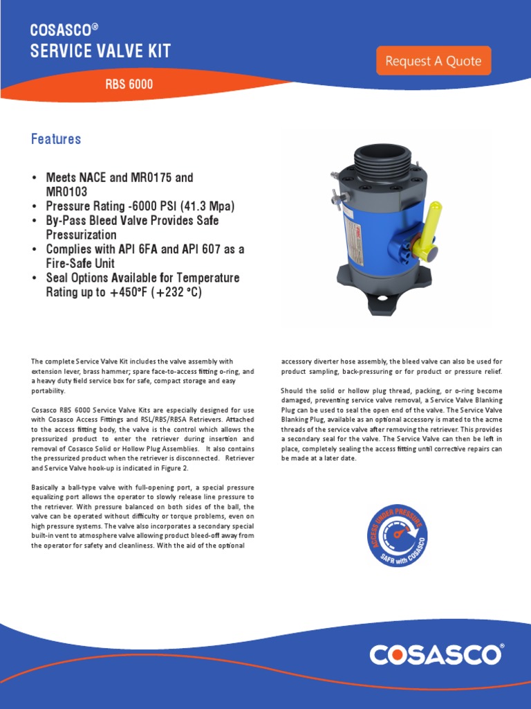 RBS 6000 Service Valve Kits | PDF | Valve | Electrical Connector
