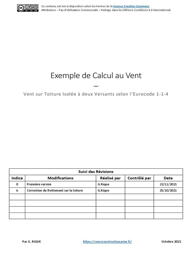Exemple de Calcul Vent Sur Toiture Isolee A 2 Versants Inda | PDF
