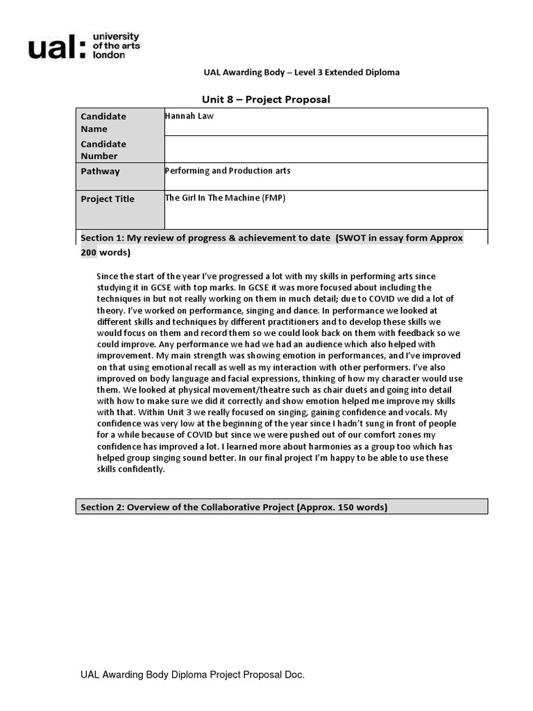 Ual Project Proposal Unit 8 Template 1 | PDF | Singing | Emotions