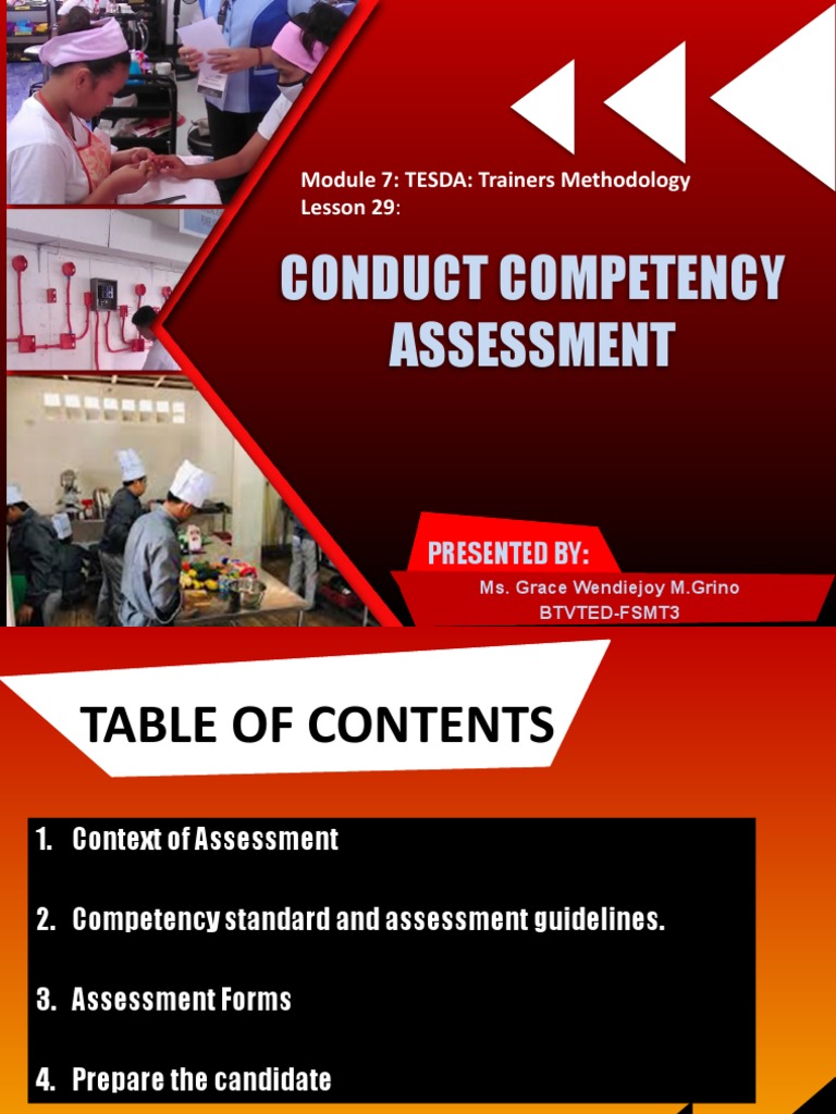 Conduct Competency Assessment: Module 7: TESDA: Trainers Methodology ...
