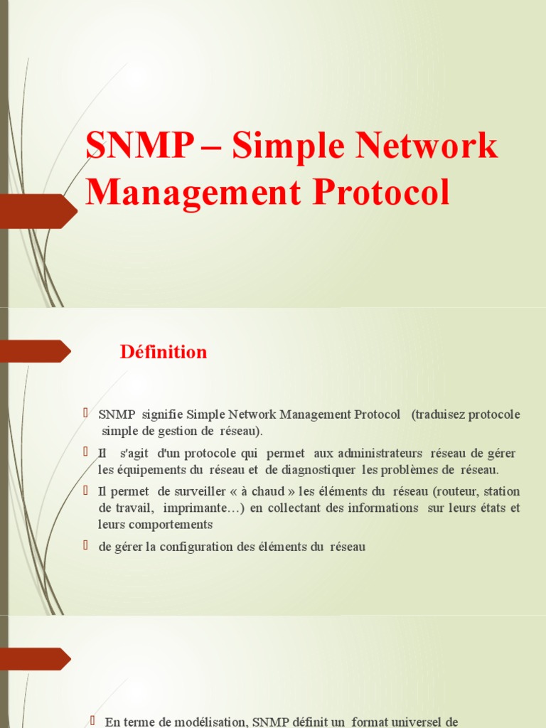 SNMP - Simple Network Management Protocol | PDF | Modèle OSI | Protocoles Internet