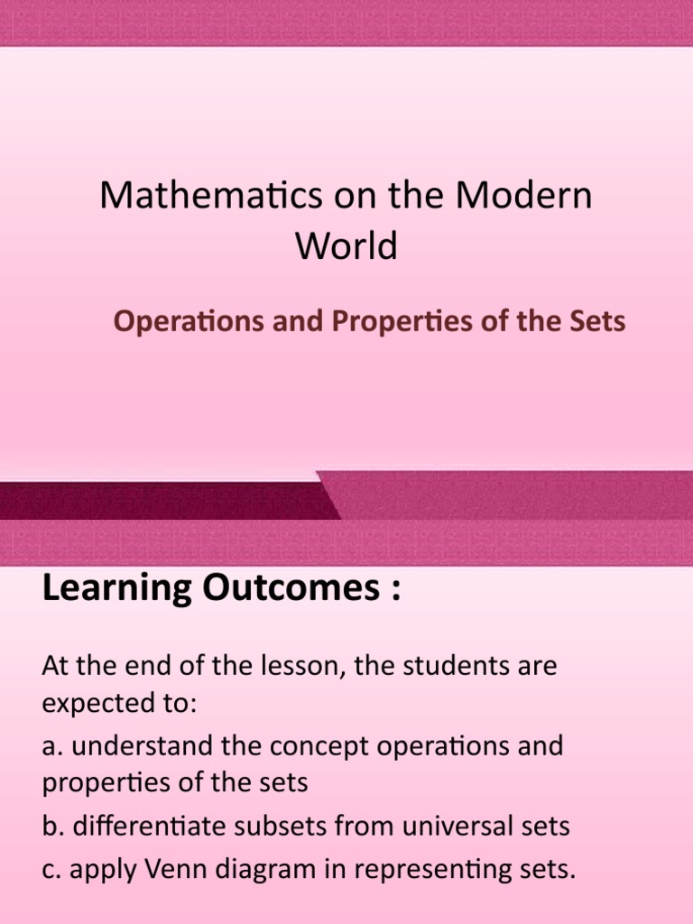 Mmw-Operations On Sets | PDF | Set (Mathematics) | Mathematical Concepts