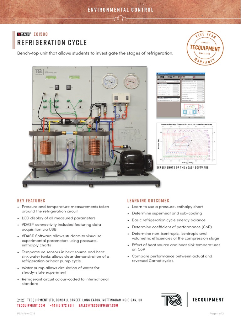 EC1500 Refrigeration Trainer Datasheet 0719 | PDF | Heat Pump ...