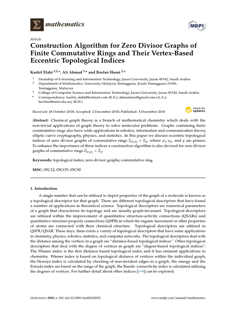 Construction Algorithm For Zero Divisor Graphs of Comm Ring | PDF ...