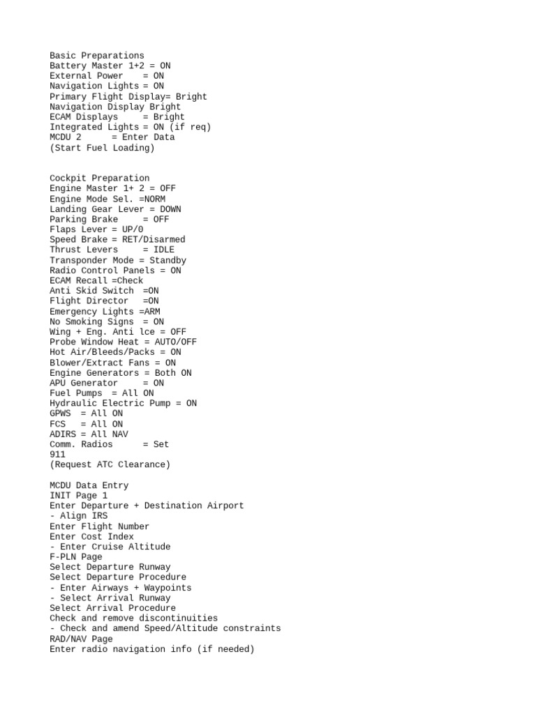 Pre-Flight, Taxi, Takeoff, Cruise, Descent, Approach and Landing ...