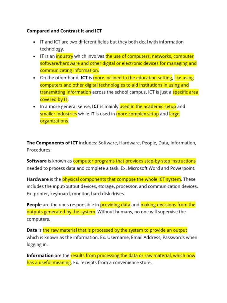 ICT Vs IT | PDF | Educational Technology | Information Technology