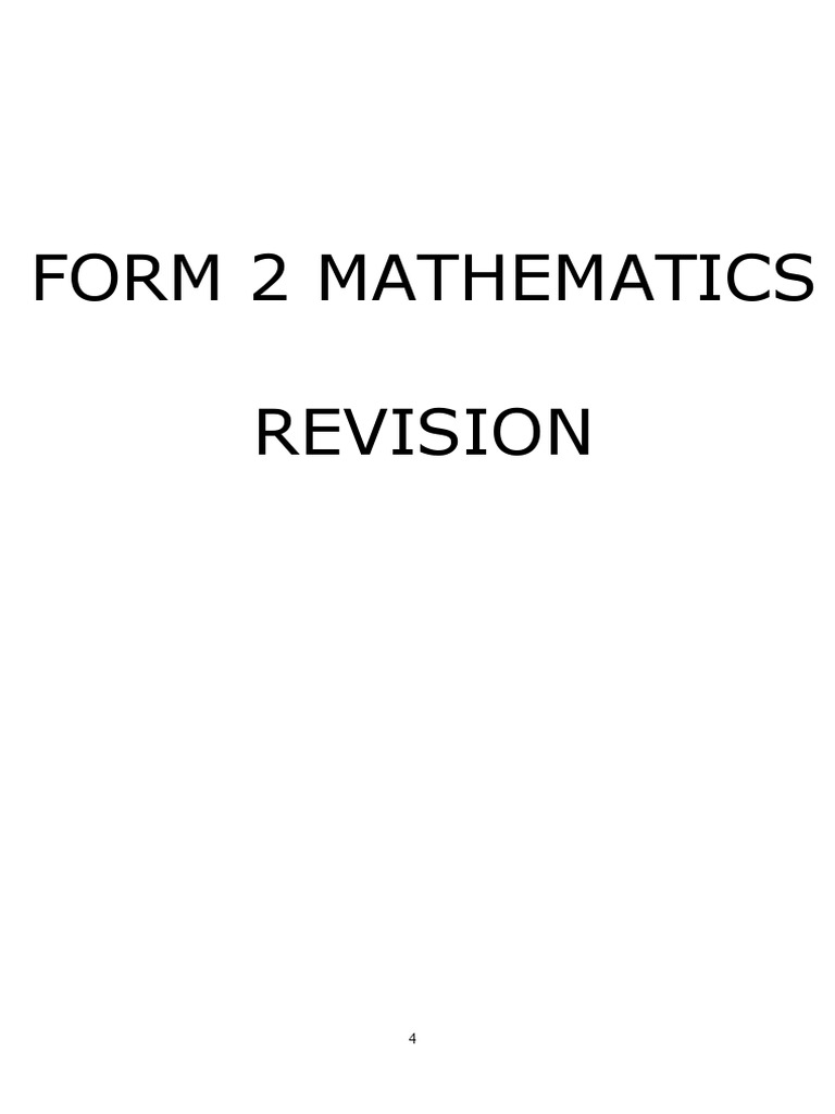 Form 2 Revision. Math | PDF | Cartesian Coordinate System | Mathematics