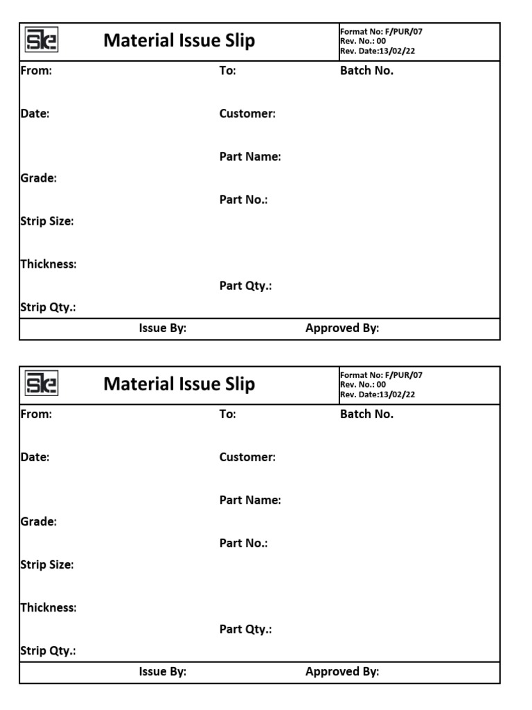 RM Issue Slip | PDF