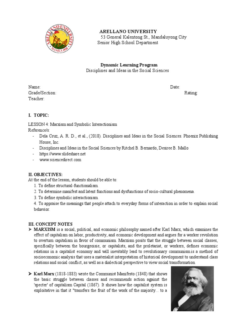 DLP - LESSON 4 - Marxism and Symbolic Interactionism | PDF | Marxism ...