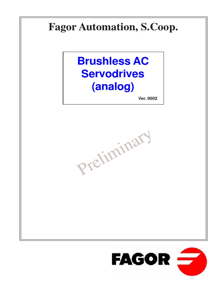 Preliminary: Fagor Automation, S.Coop | PDF | Electric Motor | Power Supply