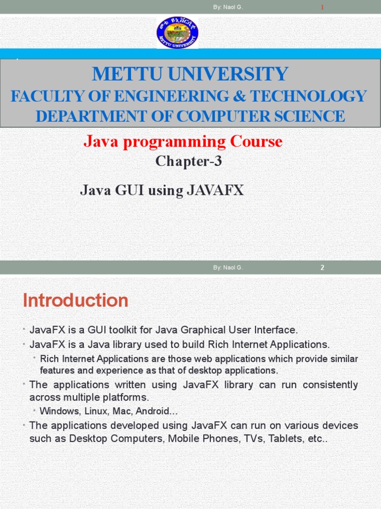 Mettu University: Faculty of Engineering & Technology Department of ...