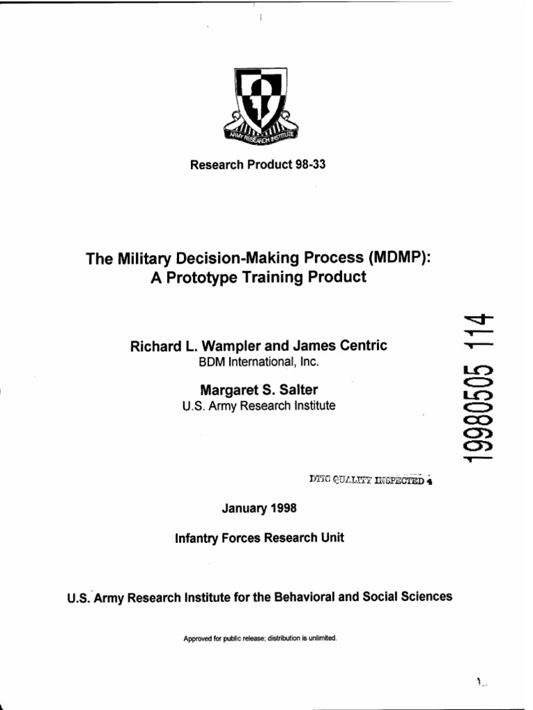 MDMP Prototype Training Product | PDF | Decision Making | Brigade