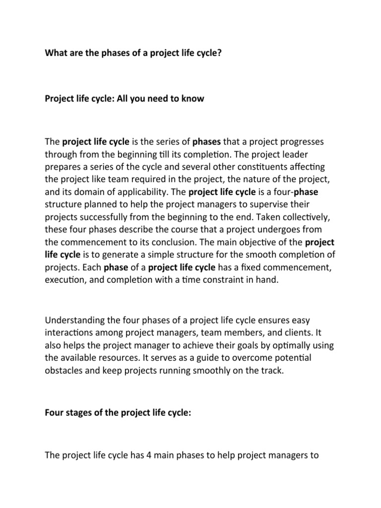 What Are The Phases of A Project Life Cycle | PDF