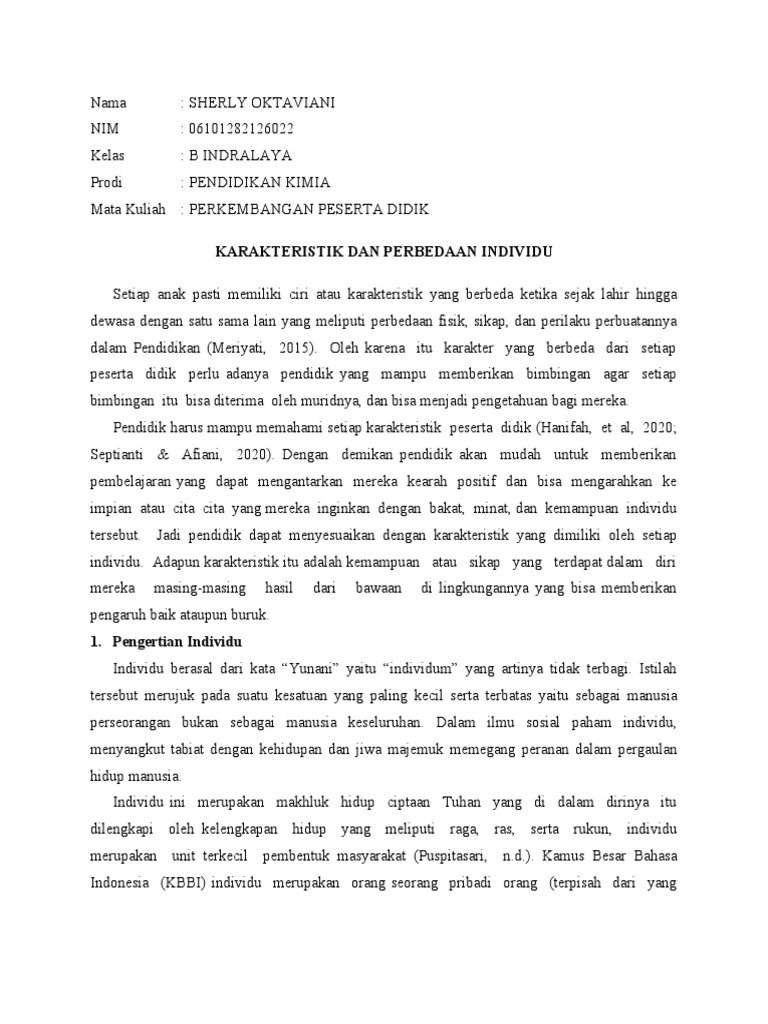 22 - Sherly Oktaviani - Karakteristik Dan Perbedaan Individu | PDF
