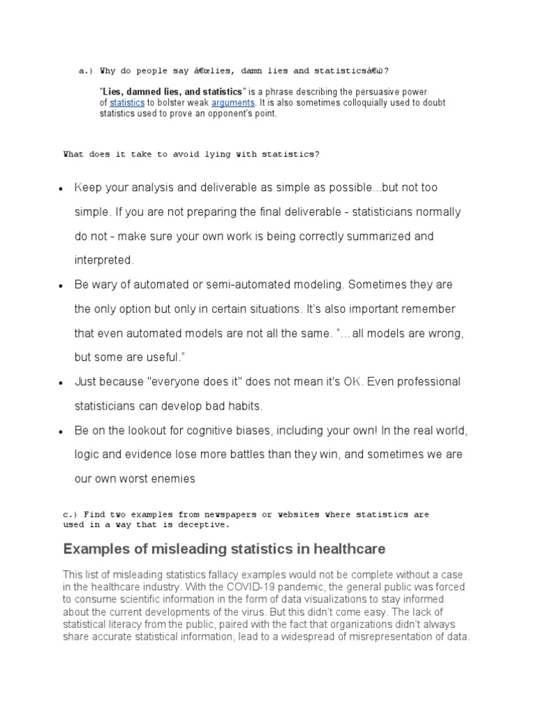 Examples of Misleading Statistics in Healthcare | PDF | Statistics | Brand