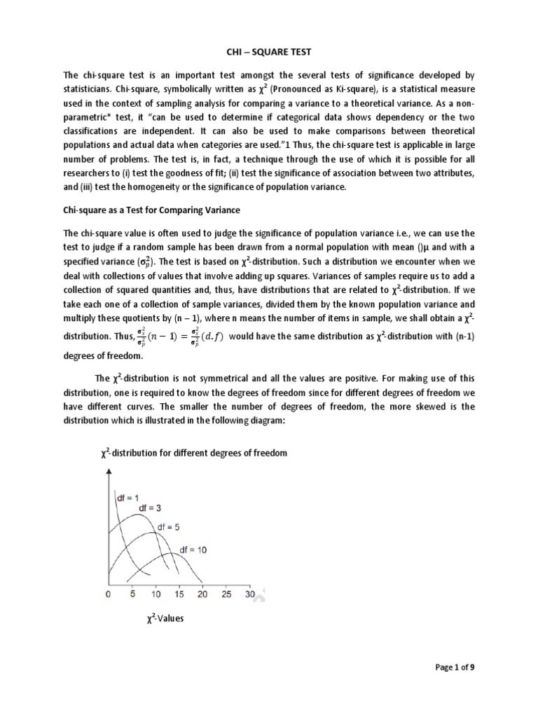 Chi-Square As A Test For Comparing Variance | PDF | Statistical ...