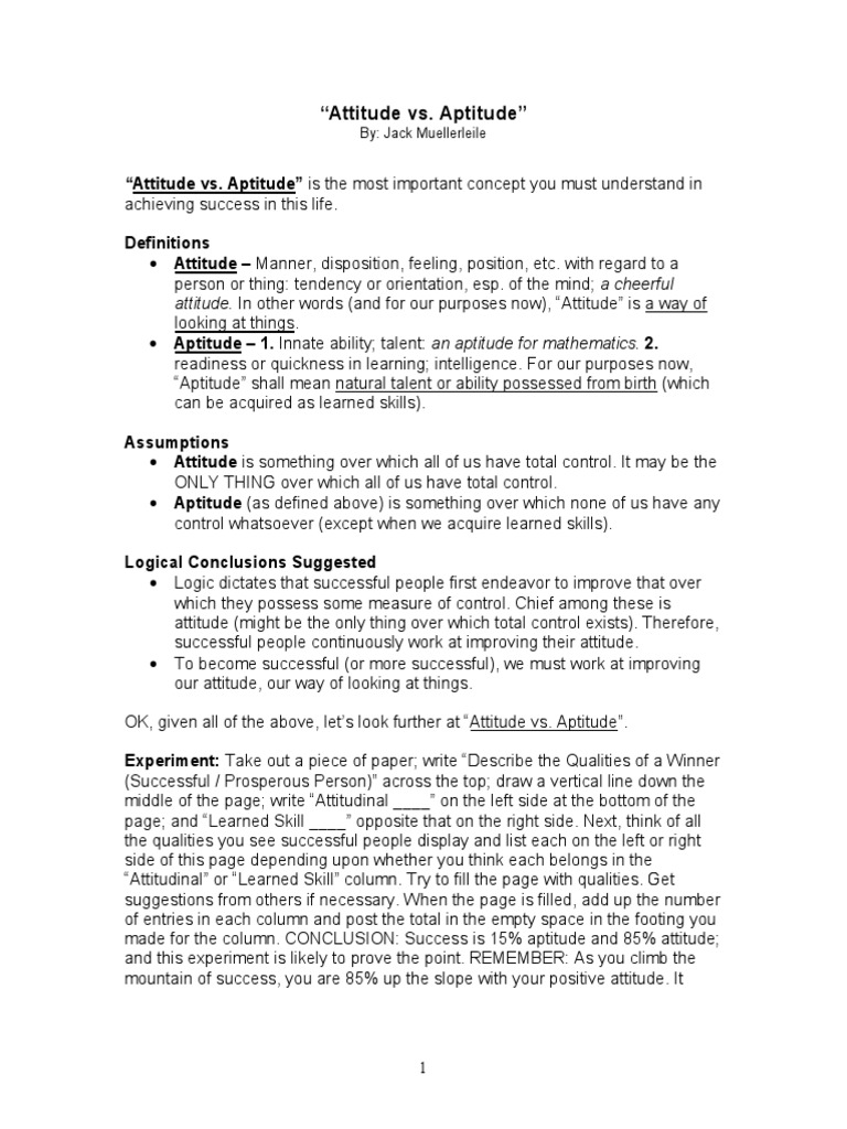 Attitude Vs Aptitude | PDF | Typography | Attitude (Psychology) Attitude Vs Aptitude | PDF | Typography | Attitude (Psychology)