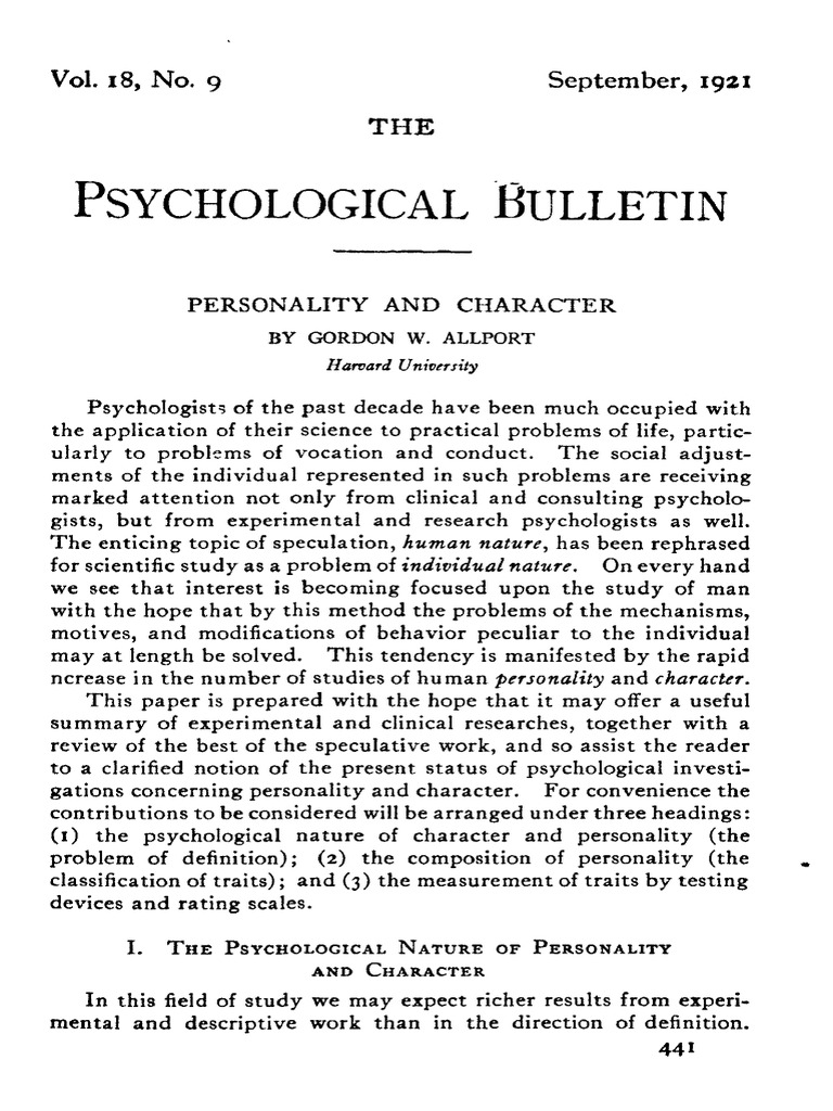 Psychological Bulletin: Vol. 18, No. 9 September, 1921 THE | Download ...