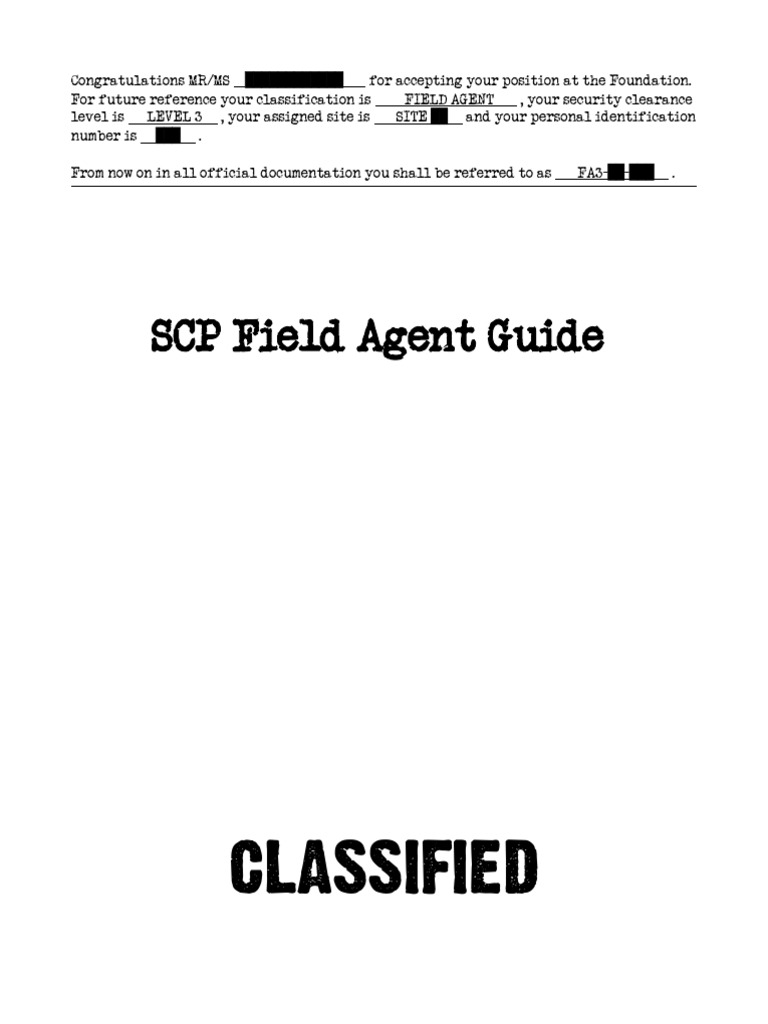 SCP Field Agent Guide | PDF | Security Clearance