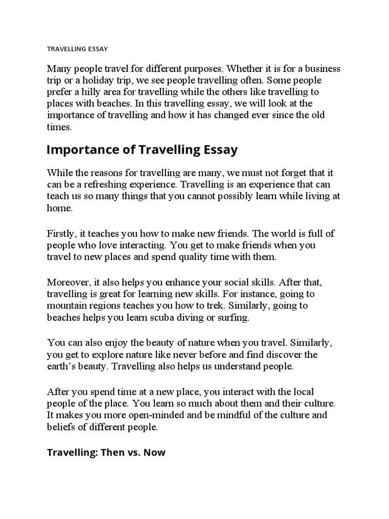 Importance of Travelling Essay | PDF