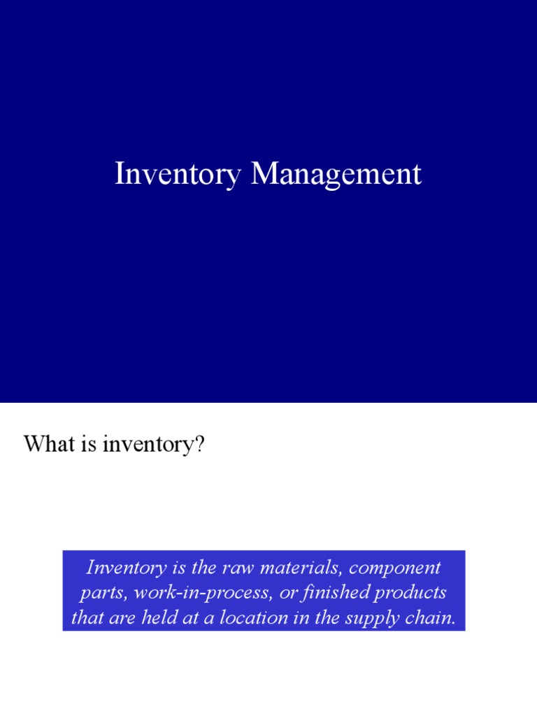 Unit 5 OM Inventory Management | PDF | Inventory | Business Process Management
