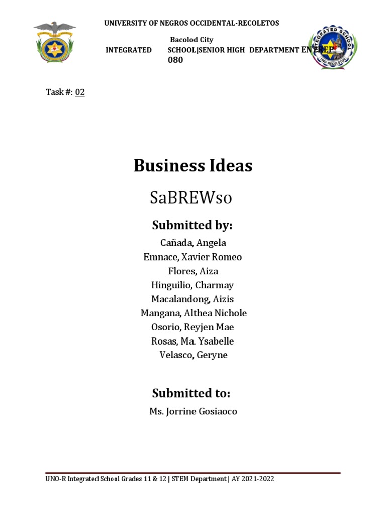 Task 2 Business Ideas 1 | PDF | Sales | Mass Media